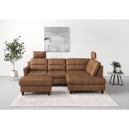 Sit & More sit&more Ecksofa &raquo;Far&ouml; L-Form&laquo; inklusive Federkern, wahlweise mit Schlaffunktion und Bettkasten braun B/H/T: 251cm x 90cm x 187cm, Microfaser, 