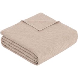 Ibena Wohndecke &raquo;Charlotte mit GOTS&laquo; mit gewebter Struktur beige Baumwolle B/L: 140cm x 200cm