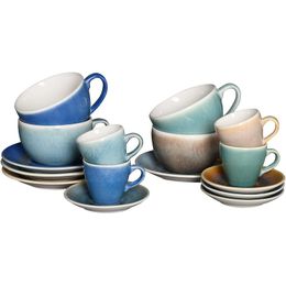 Creatable Tasse &raquo;Caldera Mix, Bistrotassen-Set, 16-tlg.&laquo; Reaktivglasur bunt Steinzeug 16 Stk.