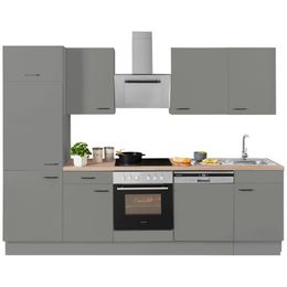 Optifit K&uuml;chenzeile &raquo;Elga&laquo; Premium-K&uuml;che mit Soft-Close-Funktion, Vollauszug, Breite 280 cm grau B/H/T: 280cm x 60cm