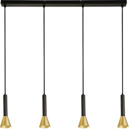 Searchlight Pendelleuchte &raquo;Signal 4Lt Strahler - Schwarzes & Goldenes Metall&laquo; GU10 1 Stk. gold H: 28cm, 1 Stk.