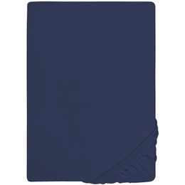Biberna Spannbettlaken &raquo;THEA Baumwoll-Jersey mit Elasthan, 160 g/m&sup2;&laquo; Bettlaken f&uuml;r Matratzen bis 25 cm H&ouml;he, pflegeleicht, b&uuml;gelfrei blau Jersey-Elasthan, 