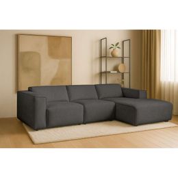 Home Affaire Ecksofa &raquo;Noord mit Kedernaht, Breite 281 cm, L-Form&laquo; Cord, Struktur, Webstoff, mit Wellenunterfederung, Massivholzrahmen grau 100% PES B/
