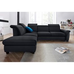DOMO collection Ecksofa &raquo;Sully komfortables Sofa, L-Form&laquo; wahlweise mit Bettfunktion und Kopf- bzw. R&uuml;ckenverstellung schwarz Chenille (100% Polyester