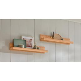 OTTO home Wandregal &raquo;Burani&laquo; Set, 2, teilmassiv beige B/H/T: 90cm x 16cm x 17cm, Holzwerkstoff kernbuchefarben (Korpus)/ Massivholz Kernbuche (Front)