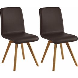 massivline&more 4-Fu&szlig;stuhl &raquo;Karla&laquo; (Set) 2 Stk.Gestell aus Massivholz braun Leder, Massivholz B/H/T: 48cm x 56cm x 56cm, 2 Stk., Leder