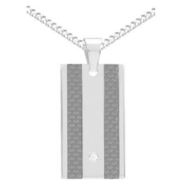 Firetti Herren Kette mit Anh&auml;nger &raquo;Schmuck Geschenk Halskette Panzerkette Dog Tag&laquo; mit Carbon - mit Zirkonia (synth.) schwarz Carbon Edelstahl, L: 50