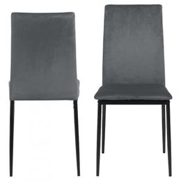ACTONA GROUP Esszimmerstuhl &raquo;Demina&laquo; (Set) 4 Stk.in Samtvelours oder Kunstleder grau B/H/T: 43,5cm x 92cm x 53cm, 4 Stk., Stoff dunkelgrau