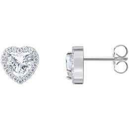 Thomas Sabo Damen Thomas Sabo Paar Ohrstecker &raquo;Schmuck Silber 925 Ohrringe Halo in Herzform&laquo; mit Zirkonia (synth.) silber Silber 925 (recycelt)