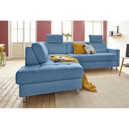 Sit & More sit&more Ecksofa &raquo;Pablo L-Form&laquo; wahlweise mit Schlaffunktion und Bettkasten blau Luxus-Microfaser ALTARA NUBUCK (100% Polyester) / Struktur fein (100%