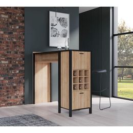 FORTE Barschrank &raquo;High Rock&laquo; Breite ca. 151,5 cm schwarz Dekorfolie, FSC -zertifizierter Holzwerkstoff Schwarz / Riviera Eiche, B/H/T: 151,5cm x 