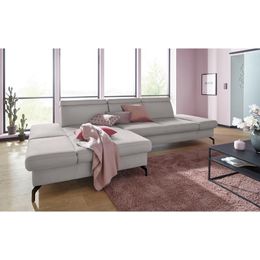 Sit & More sit&more Ecksofa &raquo;Brisbane L-Form&laquo; Fu&szlig;h&ouml;he 15 cm, inklusive Sitztiefen-, Armteil- und Kopfteilverstellung silber Soft clean (98% Polyester, 2% 