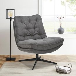 OTTO home Sessel &raquo;LENII, Loungesessel im soften Webstoff&laquo; 360&deg; Grad drehbar, Relax- und TV-Sessel grau Webstoff, B/H/T: 75cm x 87cm x 86cm