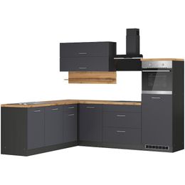 KOCHSTATION Winkelk&uuml;che &raquo;KS-Milan&laquo; Stellbreite 250/220 cm, viel Stauraum, wahlweise mit E-Ger&auml;ten grau B/H/T: 250cm x 200cm x 60cm, ohne E-Ger&auml;te