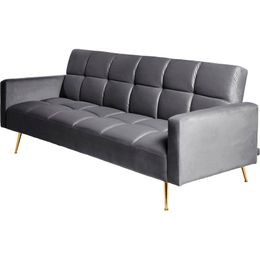 Jahnke Schlafsofa &raquo;CHILLAX POSH&laquo; mit Schlaffunktion, edler Samtstoff & F&uuml;&szlig;e im Gold-Look, Breite 213 cm grau B/H/T: 213cm x 85cm x 84cm, Samtstoff