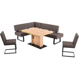 K+w Komfort & Wohnen K+W Komfort & Wohnen Essgruppe &raquo;Spider II&laquo; 4 Stk. tlg. langer Schenkel wahweise in 2 Breiten, 2 Freischwinger, 1 Tisch braun B/H/T: 88cm x 50cm, 