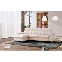 Sit & More sit&more Ecksofa &raquo;Astoria L-Form&laquo; wahlweise mit motorischer Relaxfunktion beige 100% Polyester B/H/T: 260cm x 91cm x 175cm, Luxus-Microfaser ALTARA 