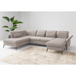 Sit & More sit&more Wohnlandschaft &raquo;Emely, inkl. Sitztiefenverstellung&laquo; wahlweise mit Schlaffunktion,Bettkasten,Kopf- & Armteilverstellung grau 100% Polyester B/