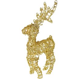 I.GE.A. LED-Dekofigur &raquo;LED-Rattan-Hirsch&laquo; Statue leuchtend Weihnachtsdeko Figur Reh Skulptur Garten Draht B/H/T: 24cm x 50cm