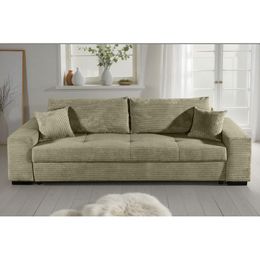 Collection AB Schlafsofa &raquo;Kreta, B: 248 cm, Liegefl. 137x195 cm&laquo; Schlaffunktion, Bettkasten & 2 Zierkissen, optional mit Topper beige 100%Polyester B/