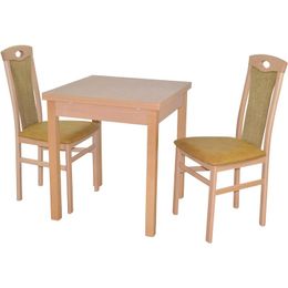 HOFMANN LIVING AND MORE Essgruppe &raquo;3tlg. Tischgruppe&laquo; Spar-Set, 3tlg. Tischgruppe, 3 Stk. tlg. St&uuml;hle montiert gelb FSC -zertifiziertes Massivholz B/H