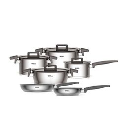 Woll Topf-Set &raquo;Concept&laquo; Set, Kochtopf 20/24cm, Bratentopf 24cm, Stieltopf 18cm, Bratpfanne 20/28cm, 10 Stk. tlg. Edelstahl 18/10 silber Einheitsgr&ouml;&szlig;e