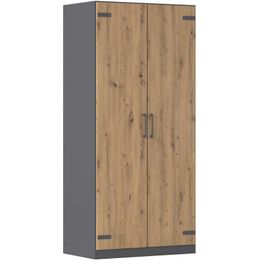 Rauch Dreht&uuml;renschrank &raquo;Kleiderschrank Jugendzimmer Kinderzimmer Stauraum Holmes&laquo; Breite 91/H&ouml;he 197/Tiefe 54cm - Industrial Style - MADE IN GERMANY 