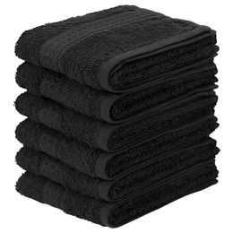OTTO home Gaestehandtuecher &raquo;Juna, als Set und Serie erh&auml;ltlich, 6 G&auml;stet&uuml;cher, 30x50cm&laquo; 100% Baumwolle, mit Bord&uuml;re, Uni-Farben, weich schwarz 