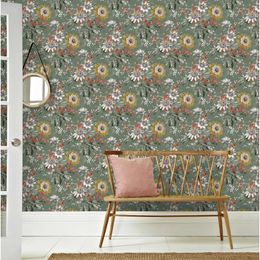 Sublime Vliestapete &raquo;ELEGANT FLOWER&laquo; gebl&uuml;mt Design Tapeten gr&uuml;n Vlies B/L: 0,52m x 10m, Rollen: 1