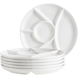 M&auml;ser M&Auml;SER Fondueteller &raquo;Fondueteller Set, aus Porzellan, &Oslash; 21,5 cm&laquo; Geschirr-Set, Teller Set wei&szlig; Porzellan 22cm