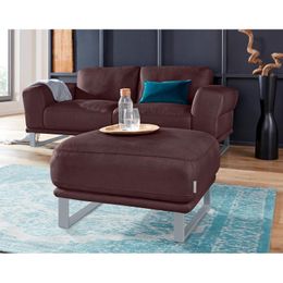 W.Schillig Hocker &raquo;montanaa&laquo; mit Metallkufen in Silber matt, Breite 71 cm braun B/H/T: 71cm x 42cm x 71cm, Longlife Xtra-Leder Z69