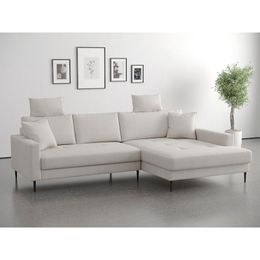 Trends by HG Ecksofa &raquo;Summer L-Form, B: 280cm, in Cord & Struktur&laquo; wahlweise mit Kopfst&uuml;tzen, schwarze Metallf&uuml;&szlig;e beige 90% Polyester;10% Nylon B/H/T:
