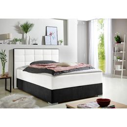 Maintal Boxspringbett mit Bettkasten und Topper wei&szlig; Bezug Microfaser aus 100% Polyester Liegefl&auml;che B/L: 140cm x 200cm, H2 + H2, Tonnentaschen-
