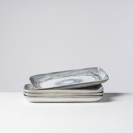 gipfelst&uuml;ck Servierplatte &raquo;Tiefer See&laquo; Scandi-Style, gl&auml;nzende Reaktivglasur, jedes St&uuml;ck ein Unikat grau Steinzeug B/H/L: 11,5cm x 28cm