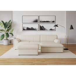 DOMO collection Ecksofa &raquo;Topper, elegant und zeitlos, kompaktes Stellma&szlig; 245/155cm, L-Form&laquo; mit Recamiere, wahlweise mit Schlaffunktion beige B/H/T: 