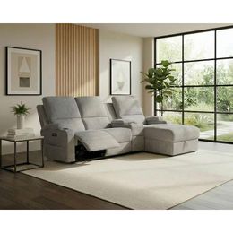 OTTO home Ecksofa &raquo;NAPORI Cord, Multimediasofa, 3er Kinosessel XXL, L-Form&laquo; Kinosofa, manuelle o. elektr. Relaxfunktion, Staufach, Getr&auml;nkehalter grau