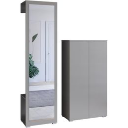 OTTO home Garderoben-Set &raquo;PARIS/ TOKYO&laquo; Komplett-Set, 2 Stk. tlg. grau Holzwerkstoff B/H/T: 130cmcm x 190cmcm x 35cmcm
