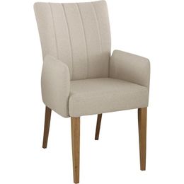 OTTO home Armlehnstuhl &raquo;Dia&laquo; () Gestell Eiche massiv ge&ouml;lt wei&szlig; Polyester B/H/T: 53cm x 91cm x 66cm, Strukturstoff