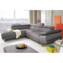 COTTA Ecksofa &raquo;Solution L-Form&laquo; mit Arm- & Kopfteilverstellung, wahlweise mit Schlaffunktion grau B/H/T: 262cm x 73cm x 228cm, Kunstleder SOFTLUX 