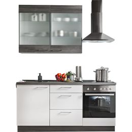 KOCHSTATION K&uuml;che &raquo;Trea&laquo; vormontiert, wahlweise mit E-Ger&auml;ten, Stellbreite 180 cm B/H/T: 180cm x 87cm x 58cm,mit E-Ger&auml;ten, Sp&uuml;lenschrank links