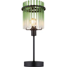 Globo LIGHTING Tischleuchte &raquo;GORLEY&laquo; E14 1 Stk. Tischlampe schwarz Glasst&auml;be gr&uuml;n klar verlaufend elegant gr&uuml;n &Oslash; 15cm H: 37,5cm, 1 Stk.