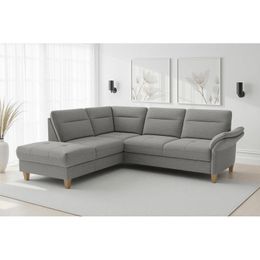 Sit & More sit&more Ecksofa &raquo;Pamela, B: 218 cm, L-Form, wahlweise mit Schlaffunktion und Bettkasten&laquo; mit Federkern und Liegefl&auml;che aus Originalstoff grau 100% 