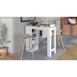 Home Affaire Bartisch &raquo;Valence, 120x50x150 cm, K&uuml;chentisch, Bartresen, Stehtisch, Bartheke&laquo; mit 4 Regalf&auml;chern, Eiche-Optik oder Wei&szlig;, Stilvoll und 