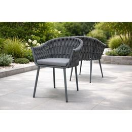Destiny Gartensessel &raquo;MOLINO&laquo; Set, 2 Stk. tlg. anthrazit meliert, Polster grau Bezug: 100% Polyester Polyester, B/H/T: 61cm x 81cm x 62cm
