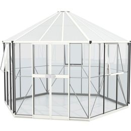 Vitavia Gew&auml;chshaus &raquo;Pi 9000, mit Stahlfundamentrahmen&laquo; Alu-Profile,3 mm Sicherheitsglas, Dach 6 mm Hohlkammerplatten wei&szlig; B/H/T: 336cm x 283,7cm x 383,3cm