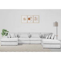 OTTO home Wohnlandschaft &raquo;Enid U-Form&laquo; 6 Teile, bestehend aus Modulen, in vielen Bez&uuml;gen, auch in Breitcord beige 100% Polyester B/H/T: 460cm x 75cm, 