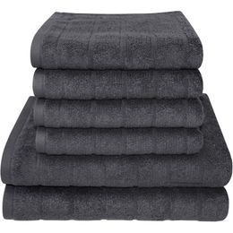 Dyckhoff Handtuch Set &raquo;City Lights&laquo; Set 6 Stk. Walkfrottier 4 Handt&uuml;cher (50x100cm), 2 Duscht&uuml;cher (70x140cm) grau Walkfrottier, Obermaterial: 100% Baumwolle 6