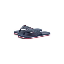 Tommy Hilfiger Herren Zehentrenner &raquo;HILFIGER PADDED BEACH SANDAL&laquo; Sommerschuh, Flats, Strandschuh mit Ziersteppung blau 39