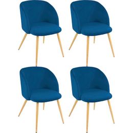 PAROLI Armlehnstuhl &raquo;Dali&laquo; (Set) 4 Stk.(2 oder 4 St&uuml;ck), mit Veloursbezug und in 2 Gestellfarben blau B/H/T: 54cm x 78cm x 55cm, 4 Stk., Velourstoff fein, 