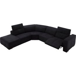 Egoitaliano Ecksofa &raquo;Sauvanne, Designsofa der Extraklasse, elegant und bequem, L-Form&laquo; wahlweise mit elektrischer Relaxfunktion, Kopfteilverstellung grau Leder &raquo;